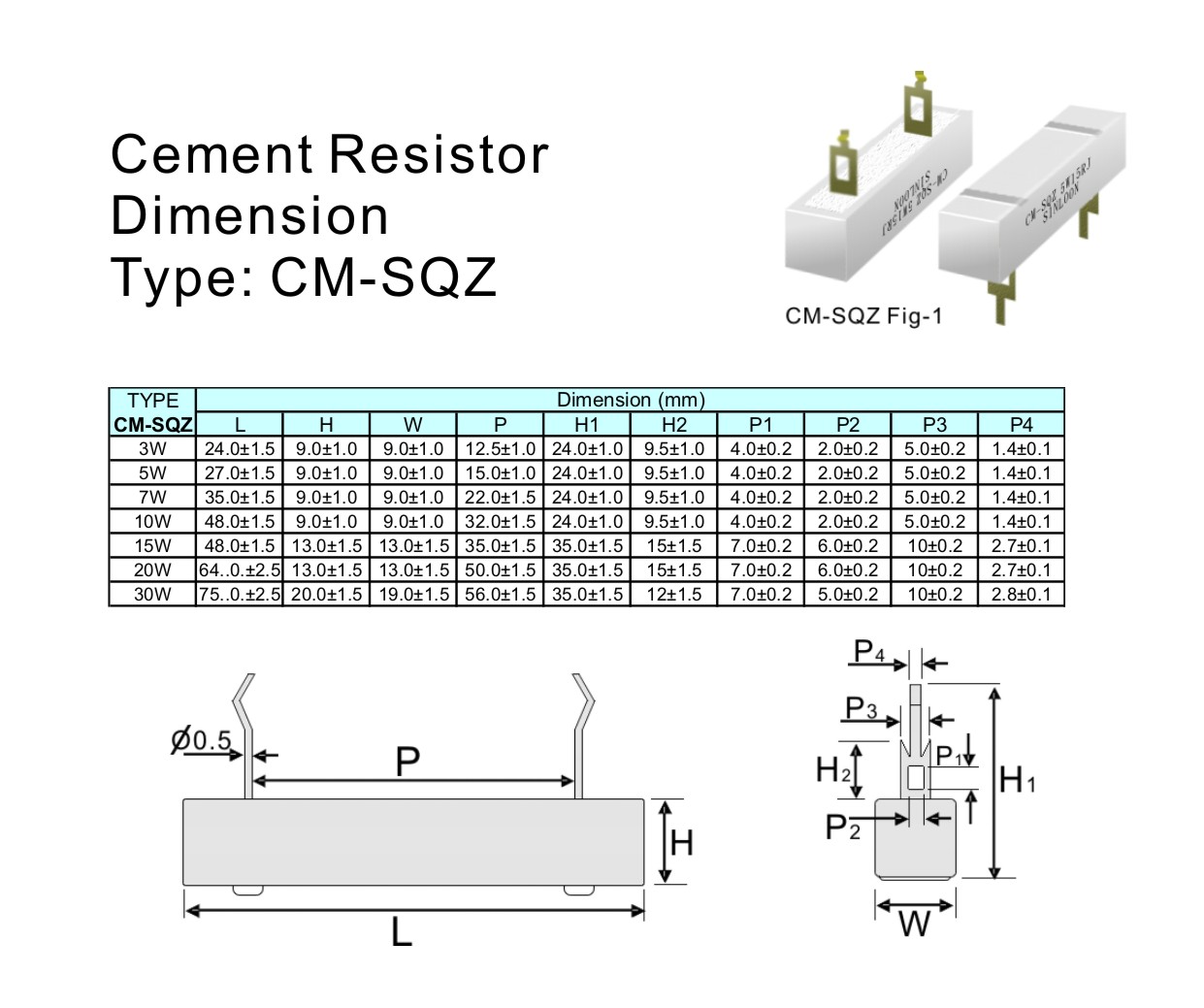 Cement Resistor - SQZ Type